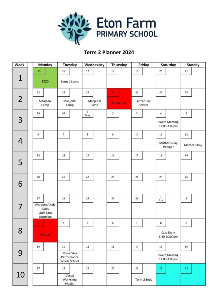 Term Calendar – Eton Farm Primary School
